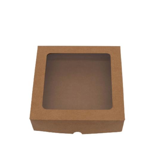 10 Caixas para Presentes 20x20x6 cm com visor transparente - cor Kraft ...