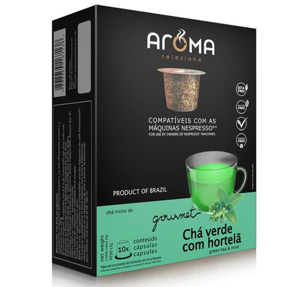 10 cápsulas aroma para nespresso chá verde com hortelã - Cápsula de Chá ...