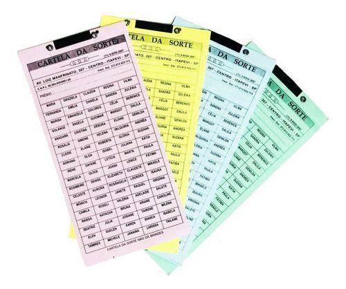 10 cartelas de rifa 200 nomes com cores variadas - cartela da sorte - Rifa - Magazine Luiza