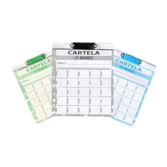 10 cartelas de rifa 25 nomes com cores variadas - Tamoio - Rifa ...