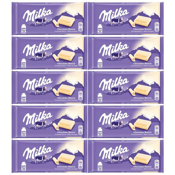 10 Chocolate Milka Alpine White 100g - Chocolate / Barra de Chocolate ...