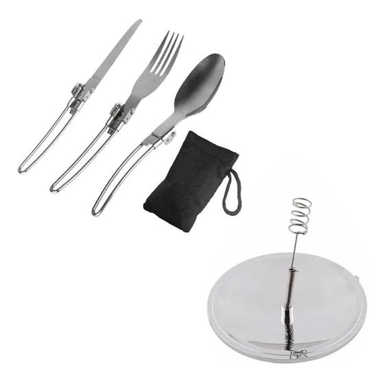 10 Kit Talher Dobrável Faca Garfo Colher + 1 Isqueiro Solar - Aquibras ...