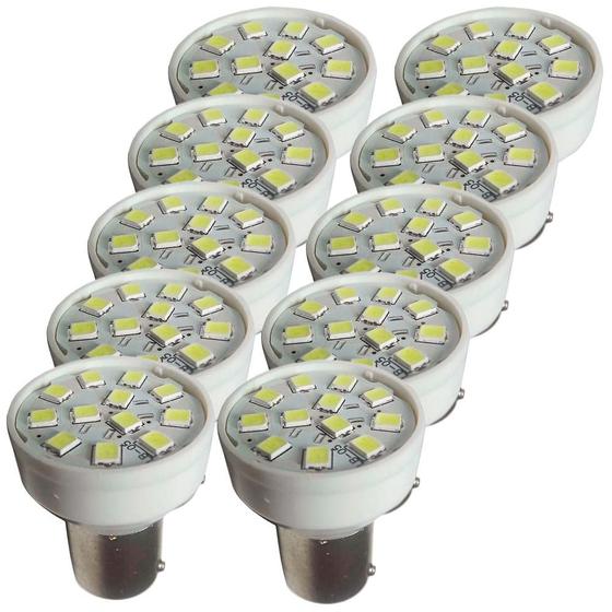 10 Lâmpada BA15S 21 1141 12v 12 Leds Branco Autopoli - Lâmpada ...