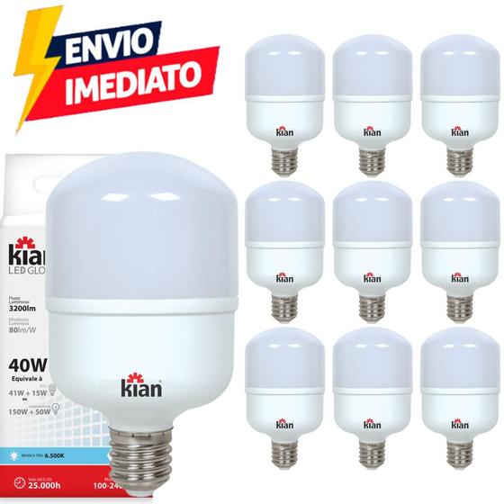 10 Lampadas Led Bulbo 40w Kian 6500k E27 Branco Frio Bivolt - Lâmpada de LED - Magazine Luiza