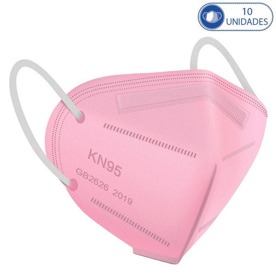 10 Máscaras KN95 Rosa Descartáveis Tripla Camada Com Filtro Melt Blown ...