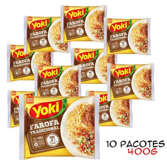 10 Pcts Farofa de Mandioca Temperada Tradicional Yoki 400g - Farofa - Magazine Luiza
