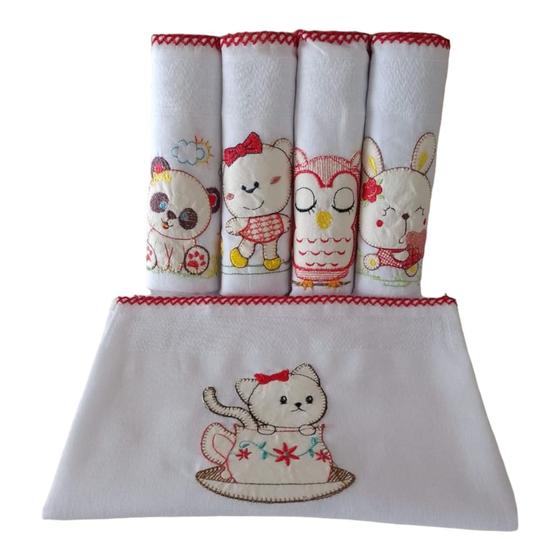 10 Peças - Fralda De Pano Bordada Luxo Bainha Algodão Grande - LOL KIDS ...