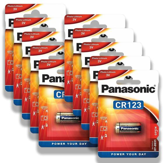 10 Pilhas Bateria CR123A 3v Panasonic 10 Cartelas - Pilhas - Magazine Luiza
