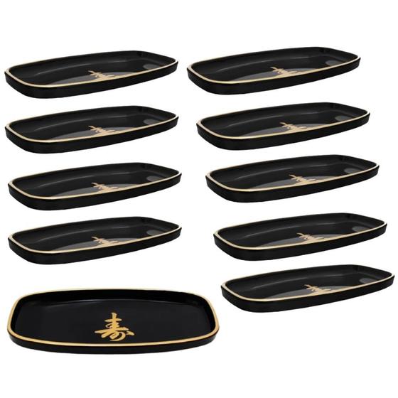 10 Pratos 17 Cm para Sushi com Ideograma Preto Nihon Shikko - Prato ...