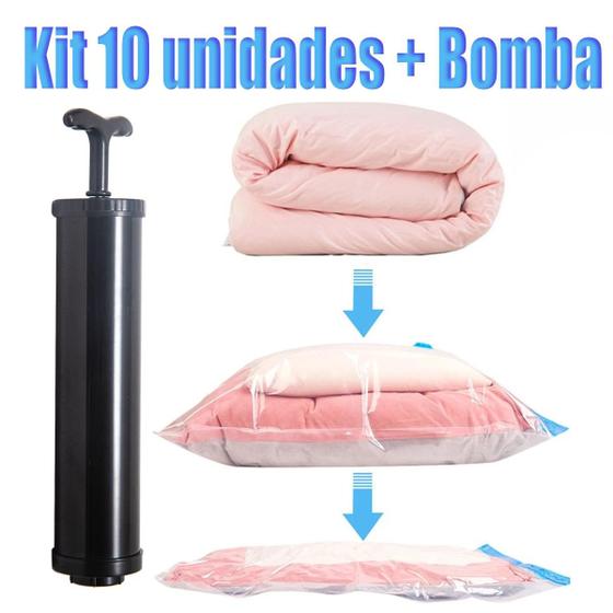 10 Sacos Organizadores A Vacuo 50x60 com bomba guarda roupa - MAGNOW ...