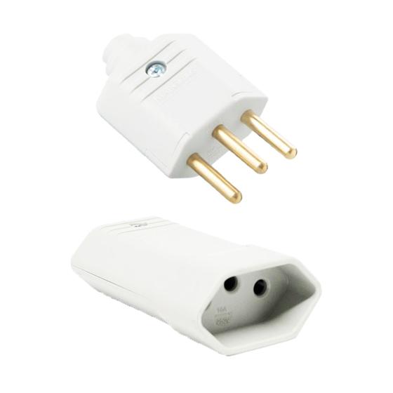 10 Tomada Fêmea + 5 Plug Plugue Macho 10a 3 Pinos Branco Margirius ...