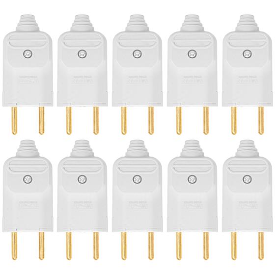 10 tomada plug Macho Prensa Cabo 2 Pinos finos 10a Margirius - Plugs e ...