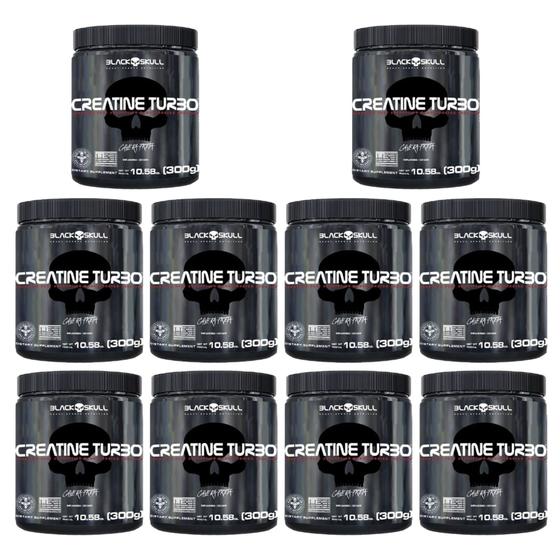 10 x Suplemento em pó Black Skull Creatine Turbo Creatina Turbo pote de ...