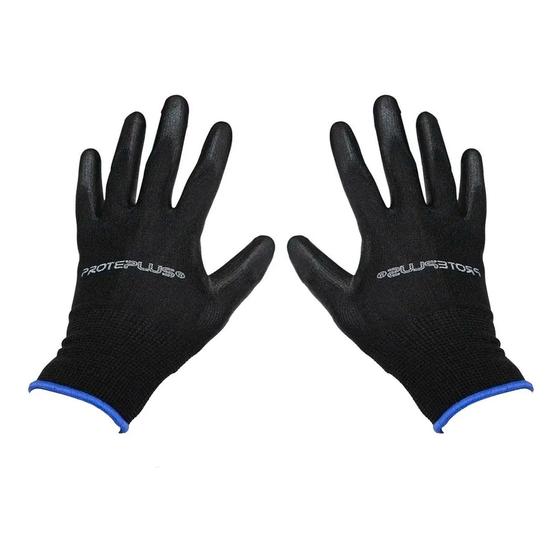 100 Luva Multitato Preta Nylon Poliamida Poliuretano PU ProtePlus G ...