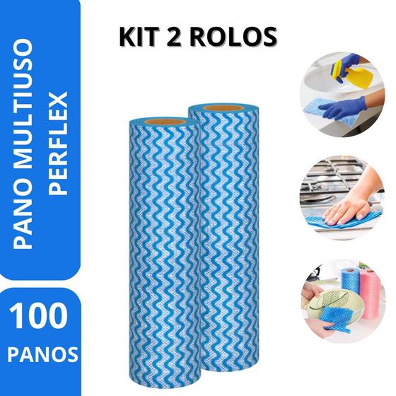 100 Pano Multiuso tipo Perfex 30cm X 50cm Azul Rolo com 25m ...