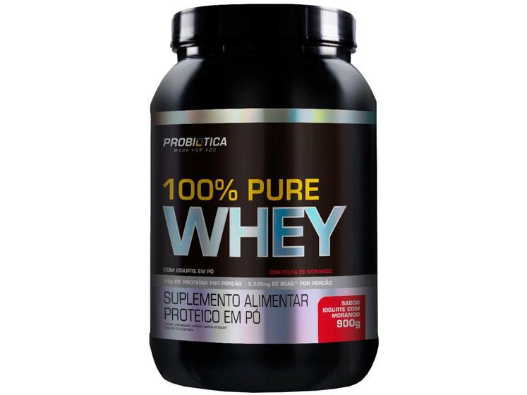 100 Pure Whey 900g Iogurte Com Morango Probiótica Massa Muscular