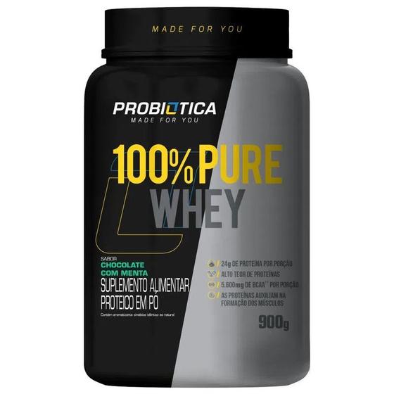 100% pure whey chocolate com menta pote 900g - probiotica - Whey ...