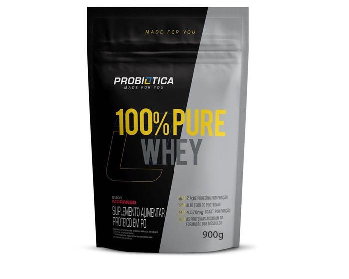 100 Pure Whey Refil 900g Morango Probiotica Whey Protein