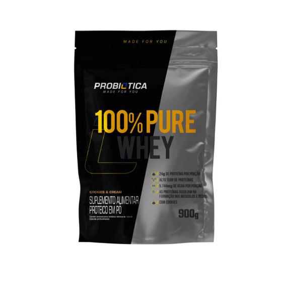 100% Pure Whey Refil 900g Probiótica Suplemento Alimentar - WHEY 100% PURE REFIL - Whey Protein ...