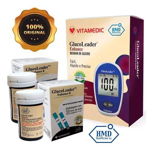 100 Tiras Glucoleader Glicemia Glicose Diabetes + Medidor - HMD - Tiras ...