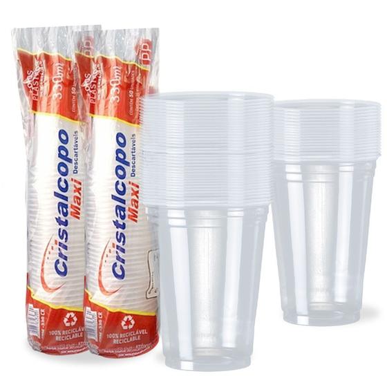 100un Copo Descartável Liso Plástico Descartável Drink Chopp - Cristalcopo - Copo Descartável ...