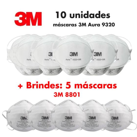 10und Mascara 3m Aura 9320 + 5und de Mascara 3m 8801 - Máscara Facial ...