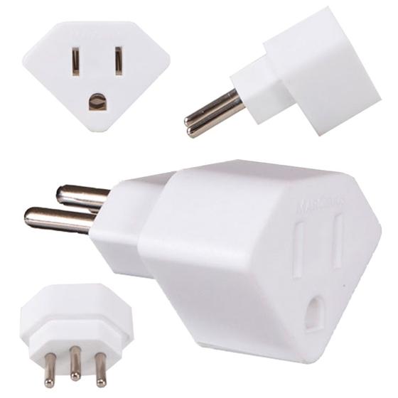 12 Adaptador Tomada Americana Brasileira 3 Pinos 10a Branco Margirius ...