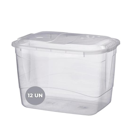 12 Caixas Organizadoras Transparente Grande Alta 20 Litros - Rainha ...