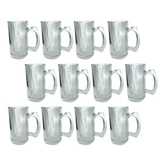 12 Caneca Restaurante Vidro Grosso Chopp Cerveja 380ML - PRATICASA - Caneca de Cerveja ...