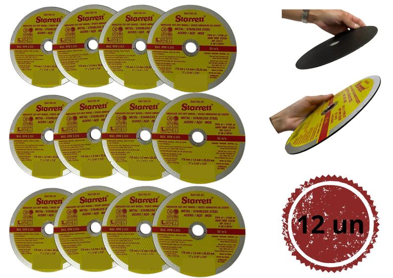 12 Discos De Corte Fino Aço Inox 7 Pol Starrett Dac180-24 - Disco de ...