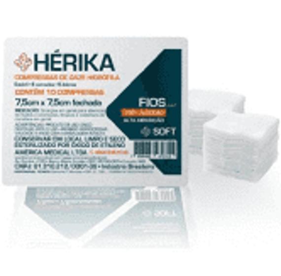 12 pct de compressa herika esteril 11 fios 7,5x7,5 c/10und - HÉRIKA ...