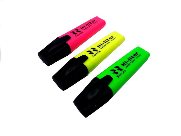 12 peças Marca texto Super- (Verde, Amarelo e Rosa) Hi-Liter - Stivale ...