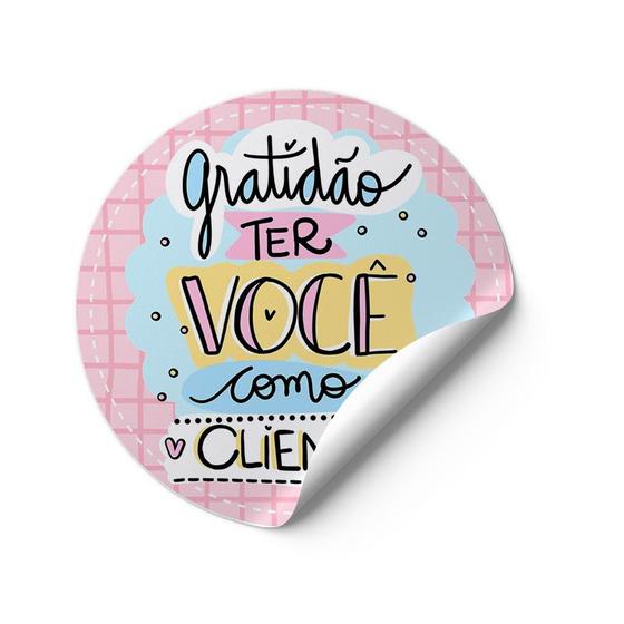 120 Adesivos gratidão e ter você como cliente rosa Vinil etiqueta redondos mimo - Decotek ...