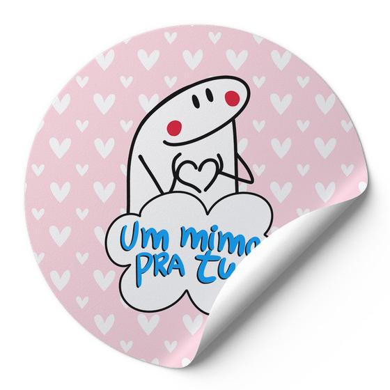120 Etiquetas Redondas Adesivos Para Cliente Meme Bentô Um Mimo Para Tu Fundo Rosa Bolas Branco ...