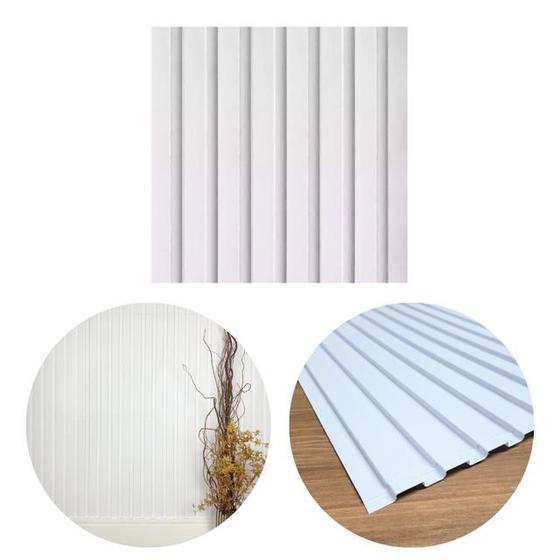 12un Placa Ripada Branco Decorativa Revestimento PVC 3D Auto Relevo ...