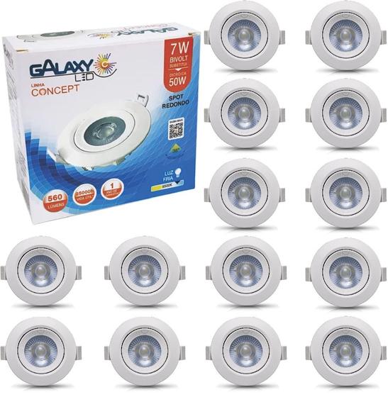 15 Spot Led Redondo Direcional 7W Branco Frio 6500k Bivolt - Galaxy Led ...