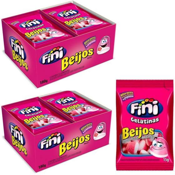2 Bala Fini Beijo Caixa Display C/12 Unidades Cada Beijinho - Bala de ...