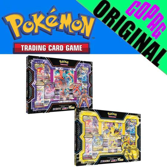 2 Box Pokémon Coleção de Batalha Deoxys e Zeraora VMAX e V-Astro Copag ...