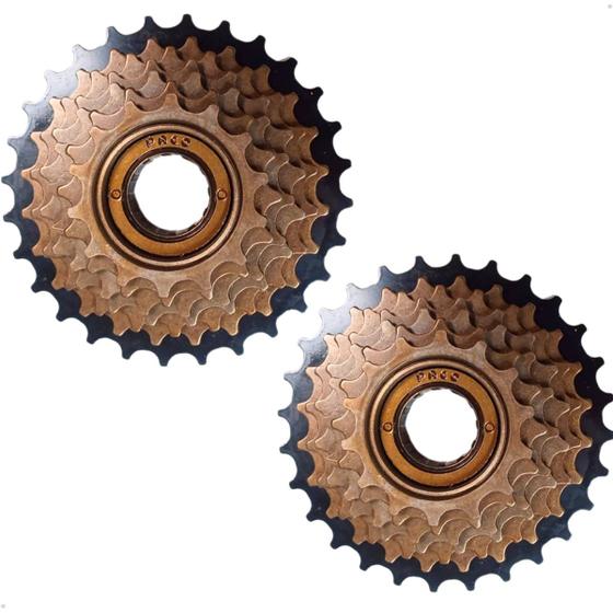 2 Catraca Roda Livre Rosca 7 Velocidades 14/28 Dentes Original Dourada ...