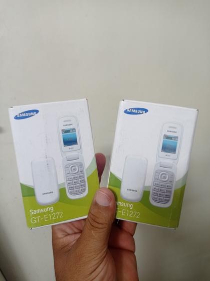 2 celulares simples idoso Samsung ORIGINAL e1272 de abrir Flip 2g com ...