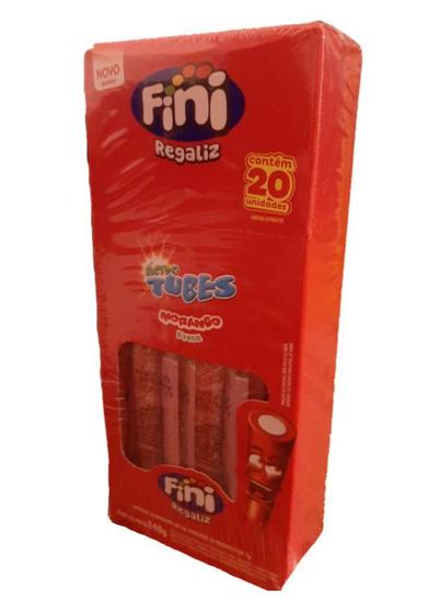 2 Cx Bala Fini Tubes 20 Un 7g Cada Morango Citrico Ácido - Bala de ...