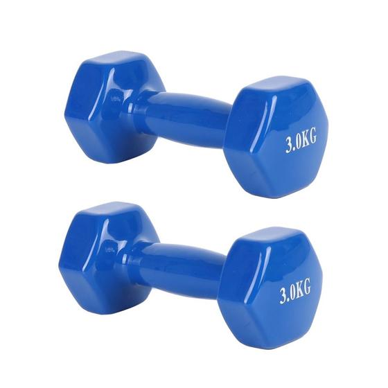 2 Halteres 3kg Sextavado Emborrachado Par Peso Academia Fit - 4you ...