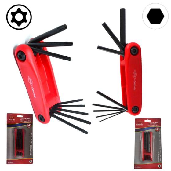 2 Jogos Chave Tipo Canivete Profissional Allen + Torx (opção com e sem ...