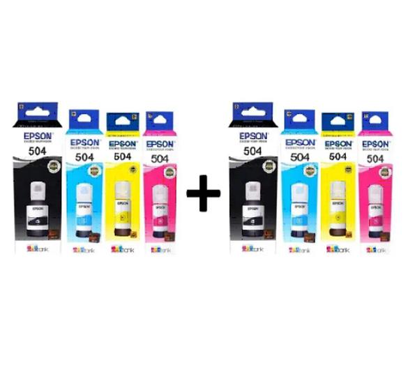 2 kit epson 504 originais epson 504 (2 de cada refil colorido + 2 refil ...