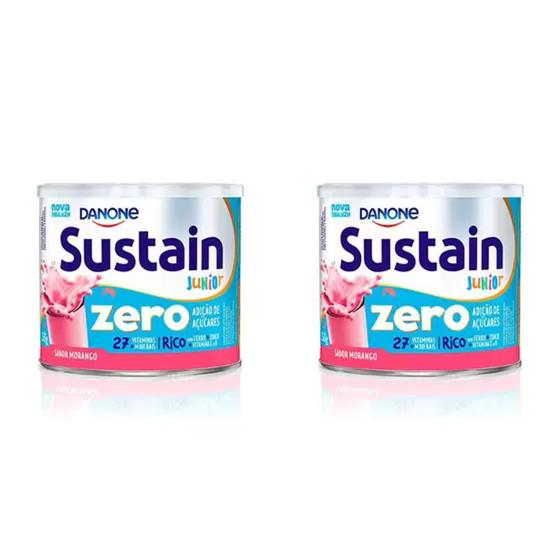 2 Latas - Sustain Jr Morango Zero Açucar 350g - Danone - Complemento ...
