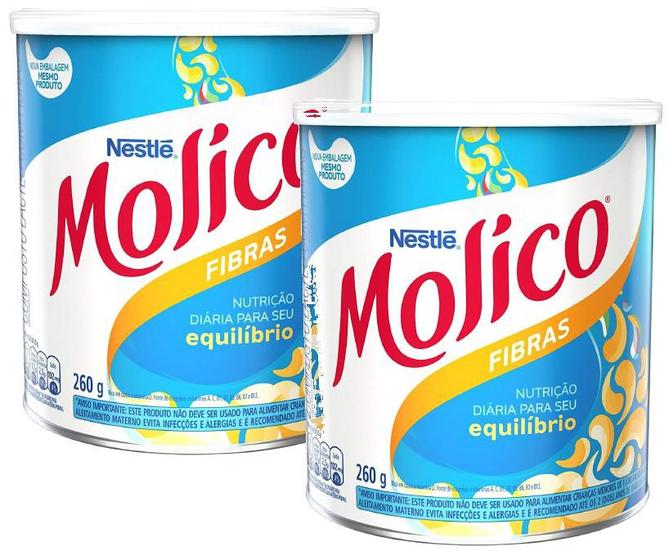 2 Leite Em Pó Fibras Molico Total Cálcio Nestlé Lata 260g - Leite em Pó ...