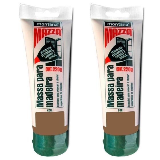 2 Massa Madeira Calafetar Mazza Montana 220g Sucupira - Massa para ...