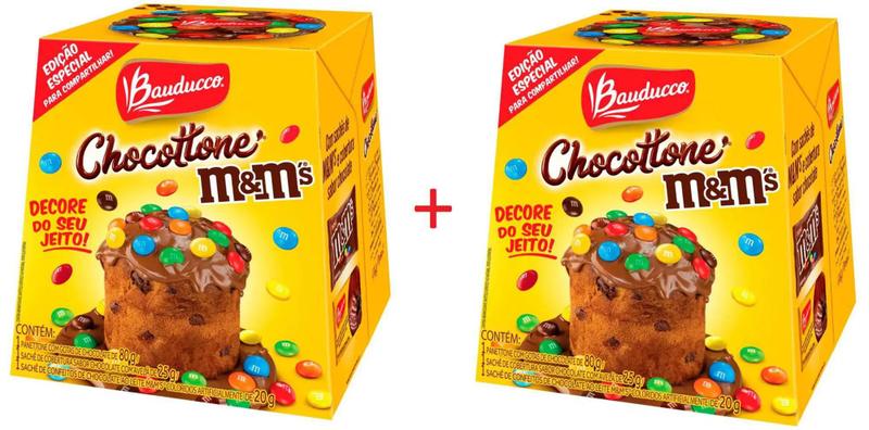 2 Mini Chocotone Bauducco 80g M&ms Gotas Chocolate - Chocotone ...