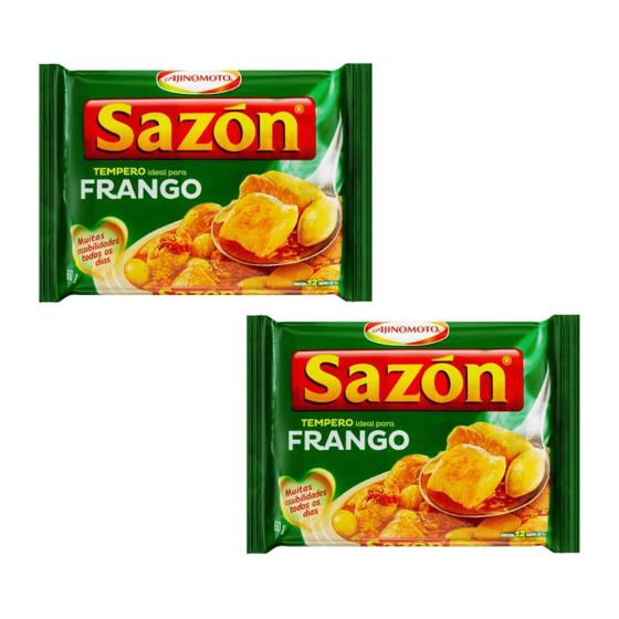 2 Pacotes 60g Sazon Ajinomoto Tempero Para Frango Cor Verde - Tempero ...