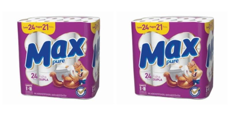 2 Pacotes Max Pure Papel Higiênico Pacto Folha Dupla com 24 rolos ...